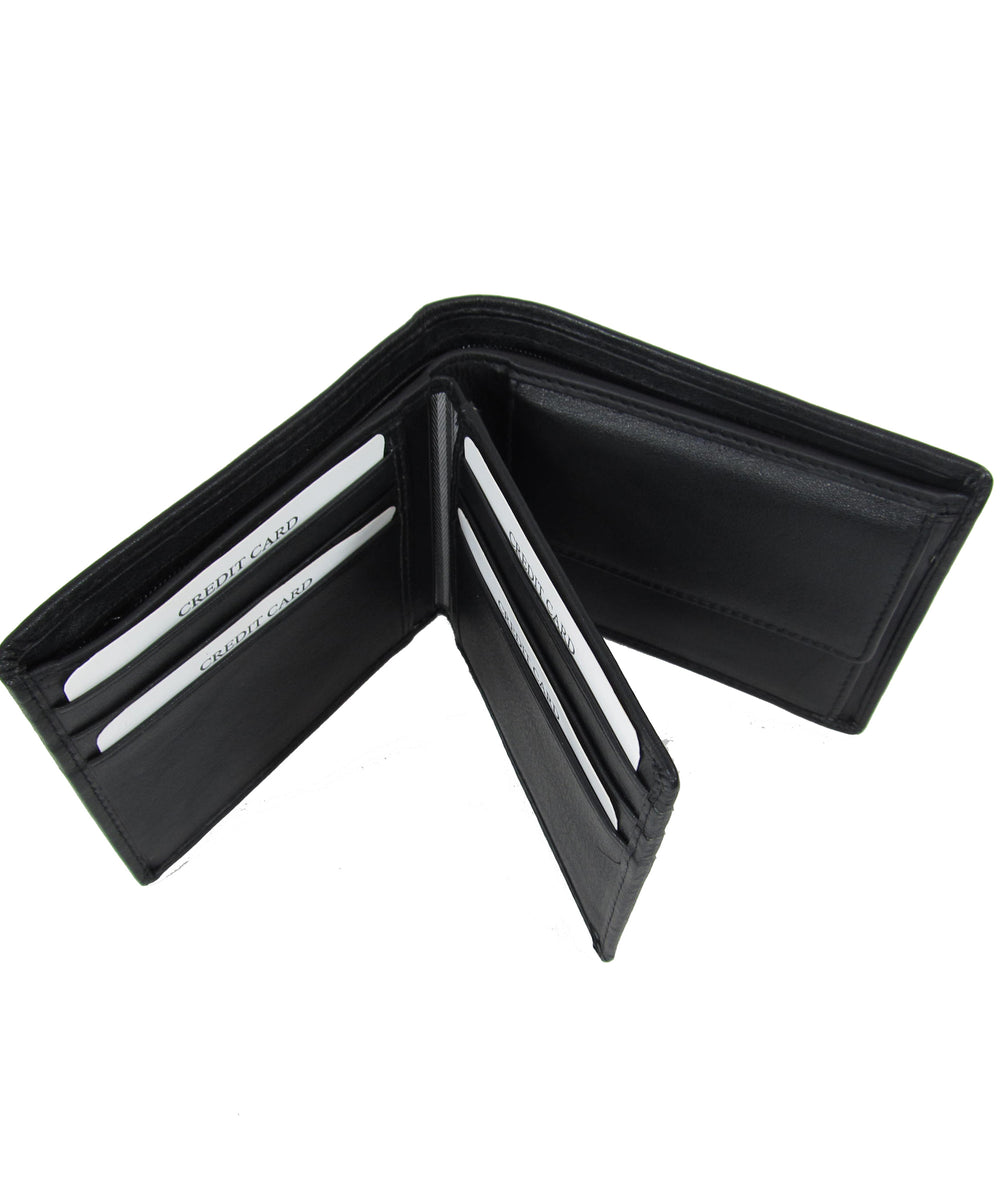 Mens Leather Wallet Open Flap Black (MW051) – Fashion Warehouse Online